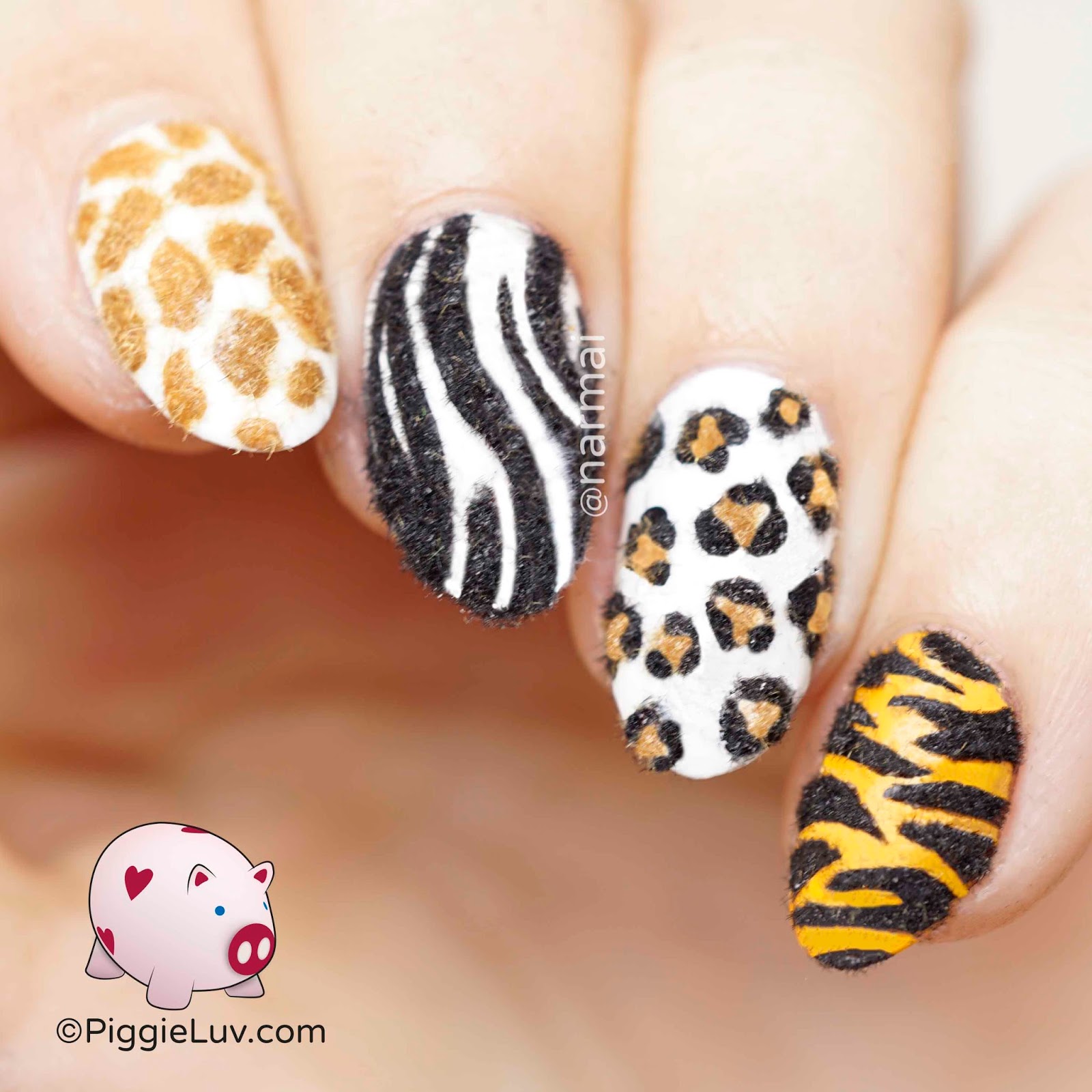 PiggieLuv: Fuzzy animal print nail art