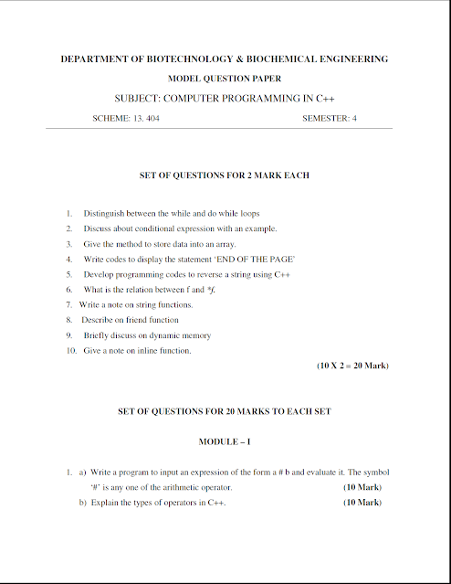 Kerala University B.tech Computer Programming in C++ 2015 Question ...