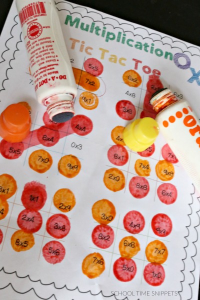 Tic Tac Toe Multiplication Game Printable | School Time Snippets