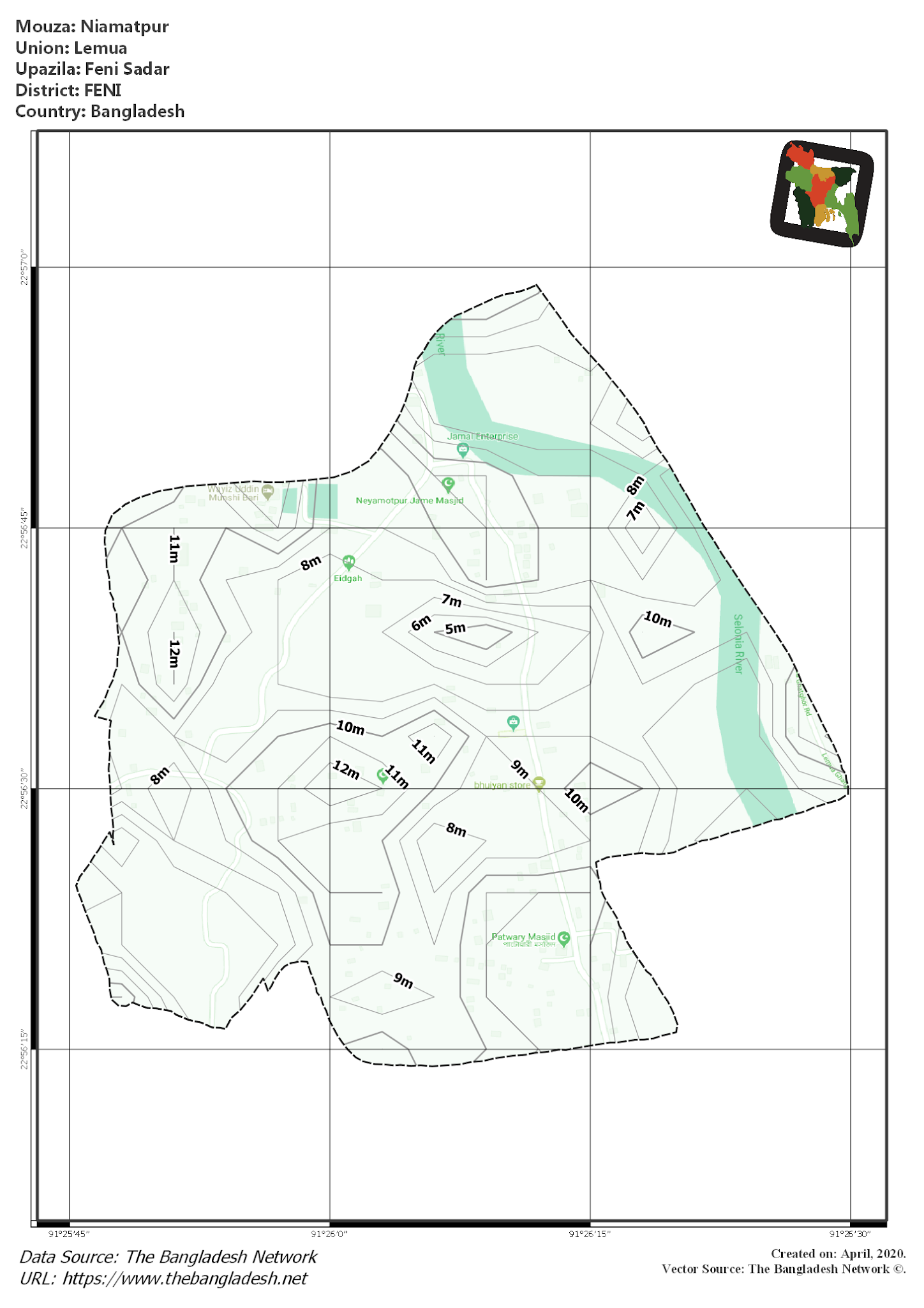 Map of Niamatpur Mouza, Feni Sadar, Feni