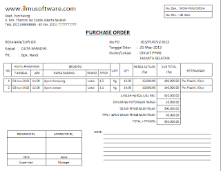 Akuntansi Biaya: contoh form desain Purchase Order, Market List ...