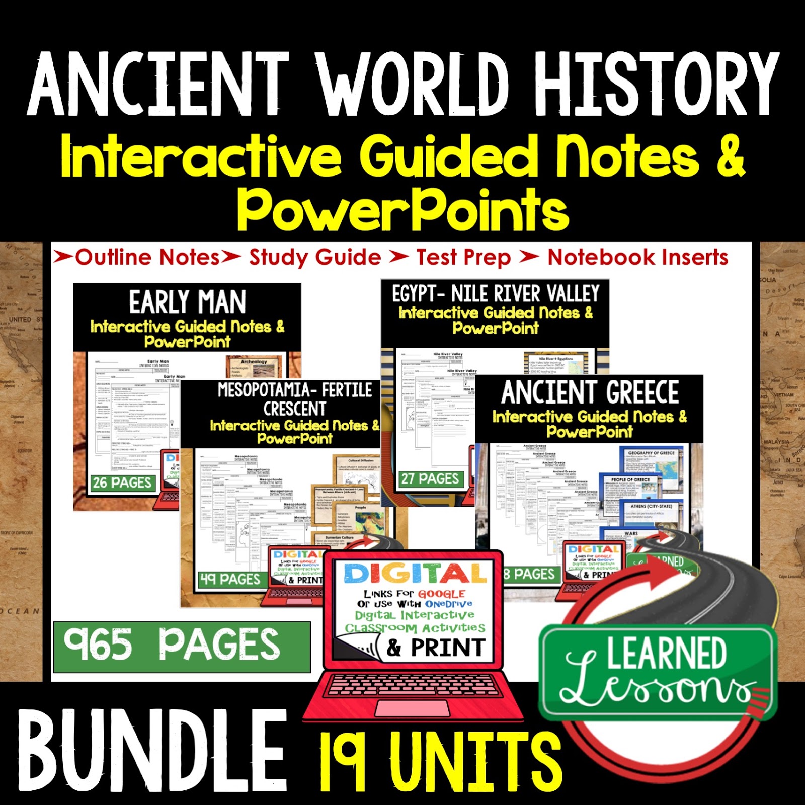 Ancient World History Guided Notes and PowerPoints - Learned Lessons ...
