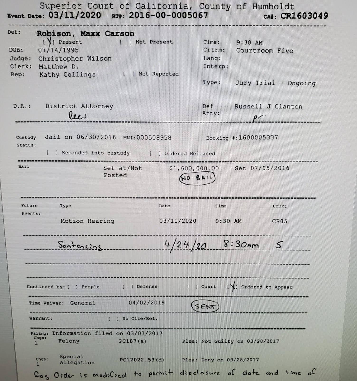 Words Worth: Maxx Robison enters plea in murder case