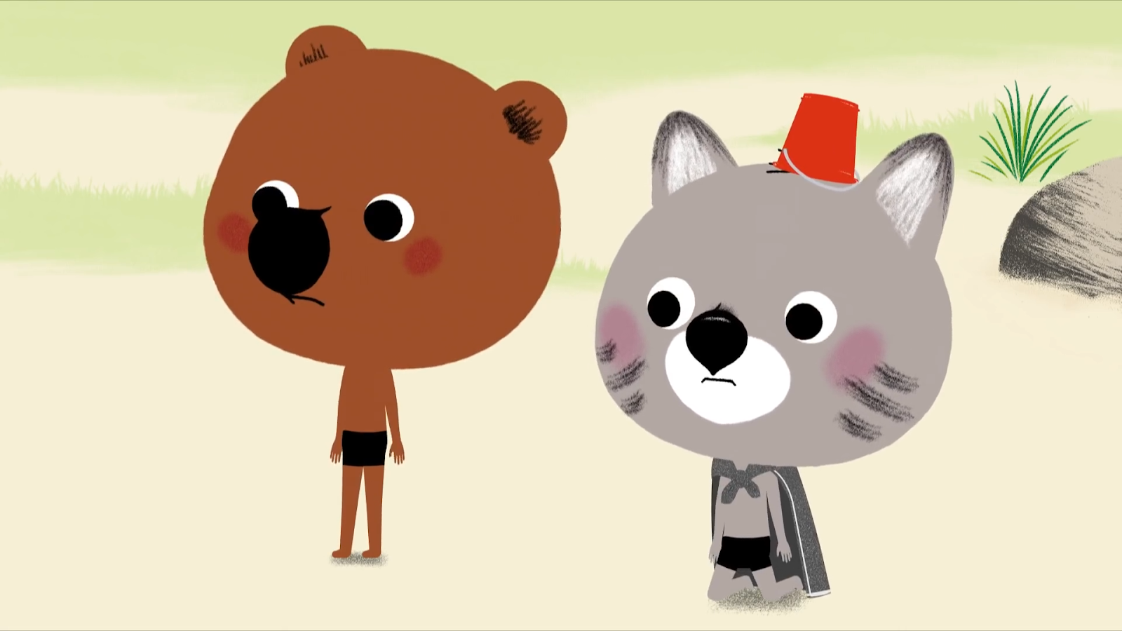 Shirtless Drawn Cartoon Boys: Mouk & Chavapa on the Beach 2