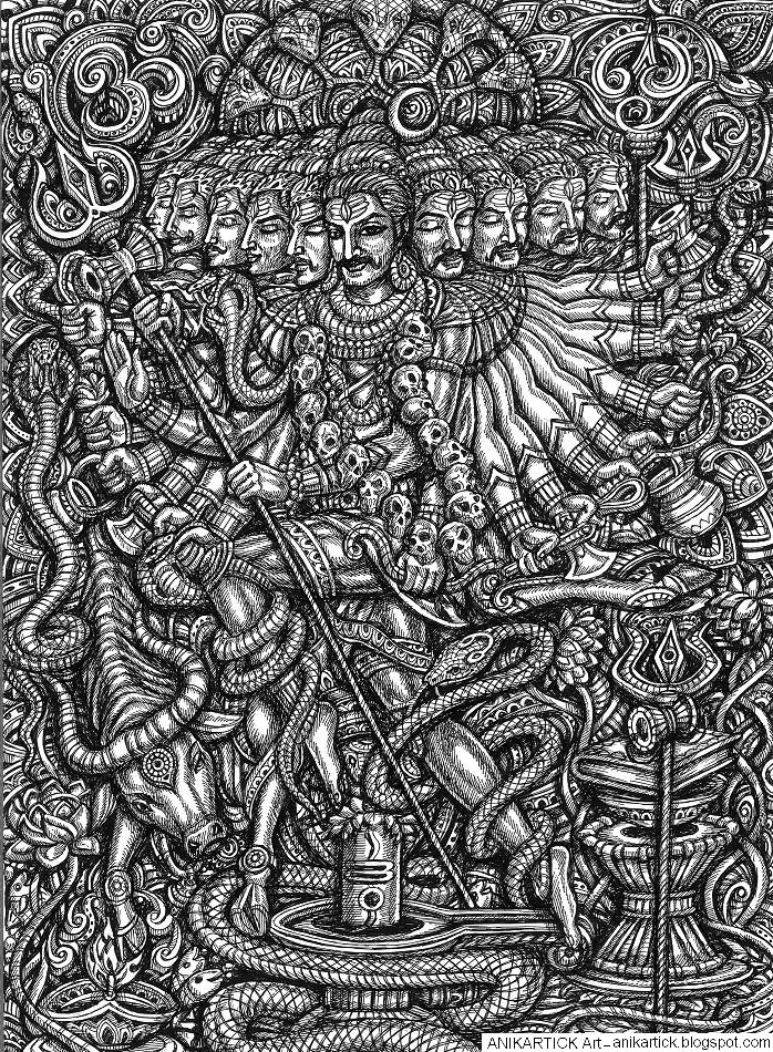 Pen+drawing+by+Anikartick+Art+%281%29.jpg (698×950) | Hindu art, Indian ...