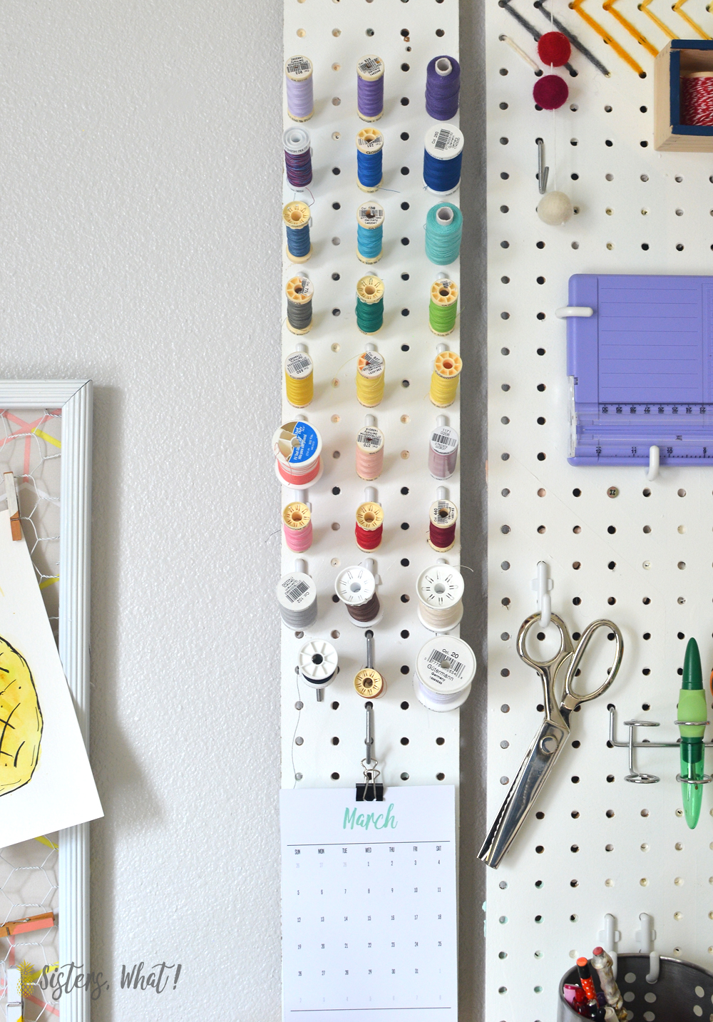 Craft Room Peg Board Craft Storage Tour - Sisters, What!