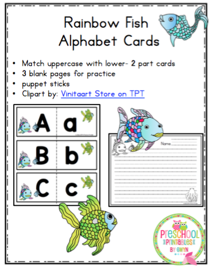 Rainbow Fish Alphabet Cards and More ~ Preschool Printables