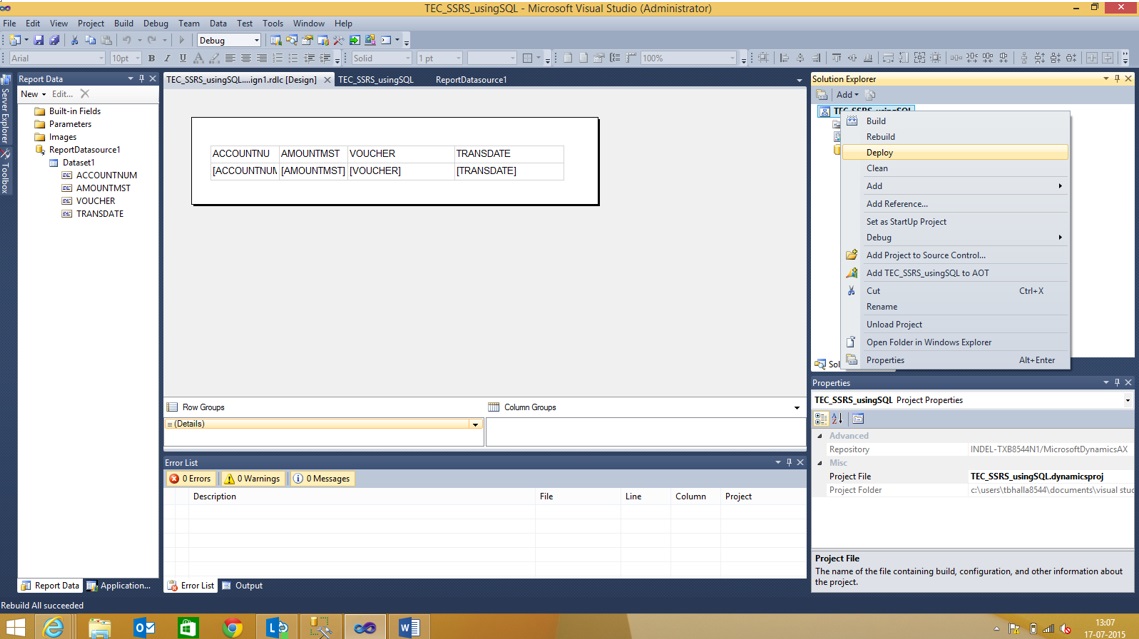 Ax 2012 Make Ssrs Report Using Sql Stored Procedure
