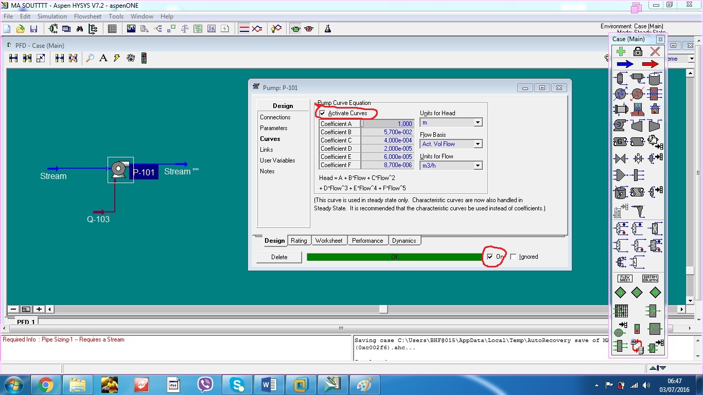 Simulation With Aspen HYSYS: Simulation of Rotating Operations (Pump ...