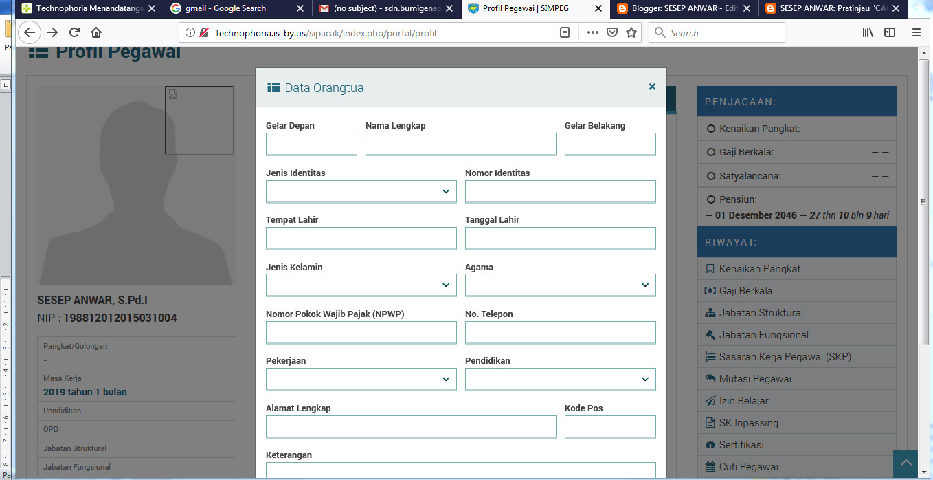 CARA MENGISI DATA KEPEGAWAIAN (PNS) DI APLIKASI SIPACAK BKPSDM OKU ...