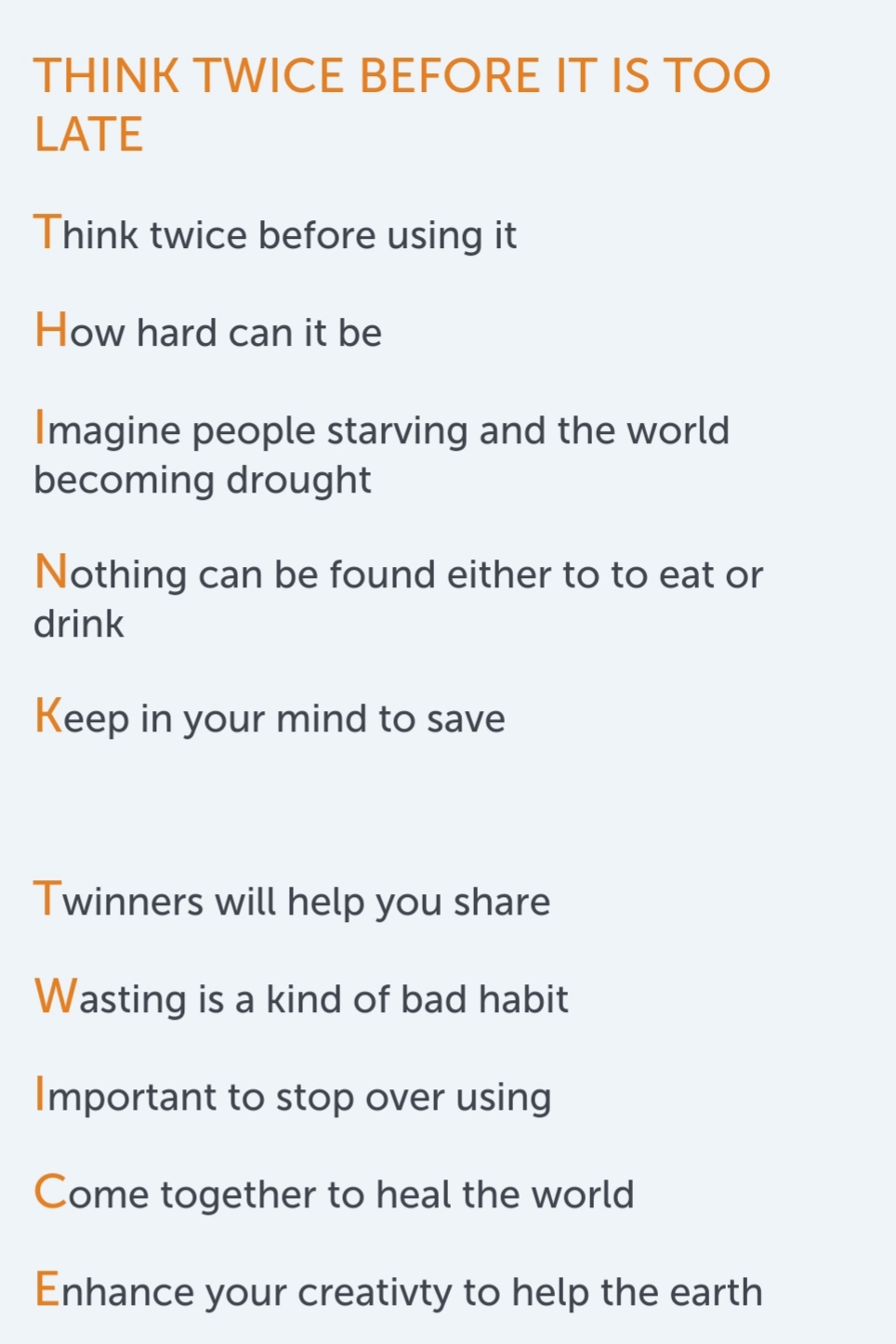 THINK TWICE: Our project final collaborative poem