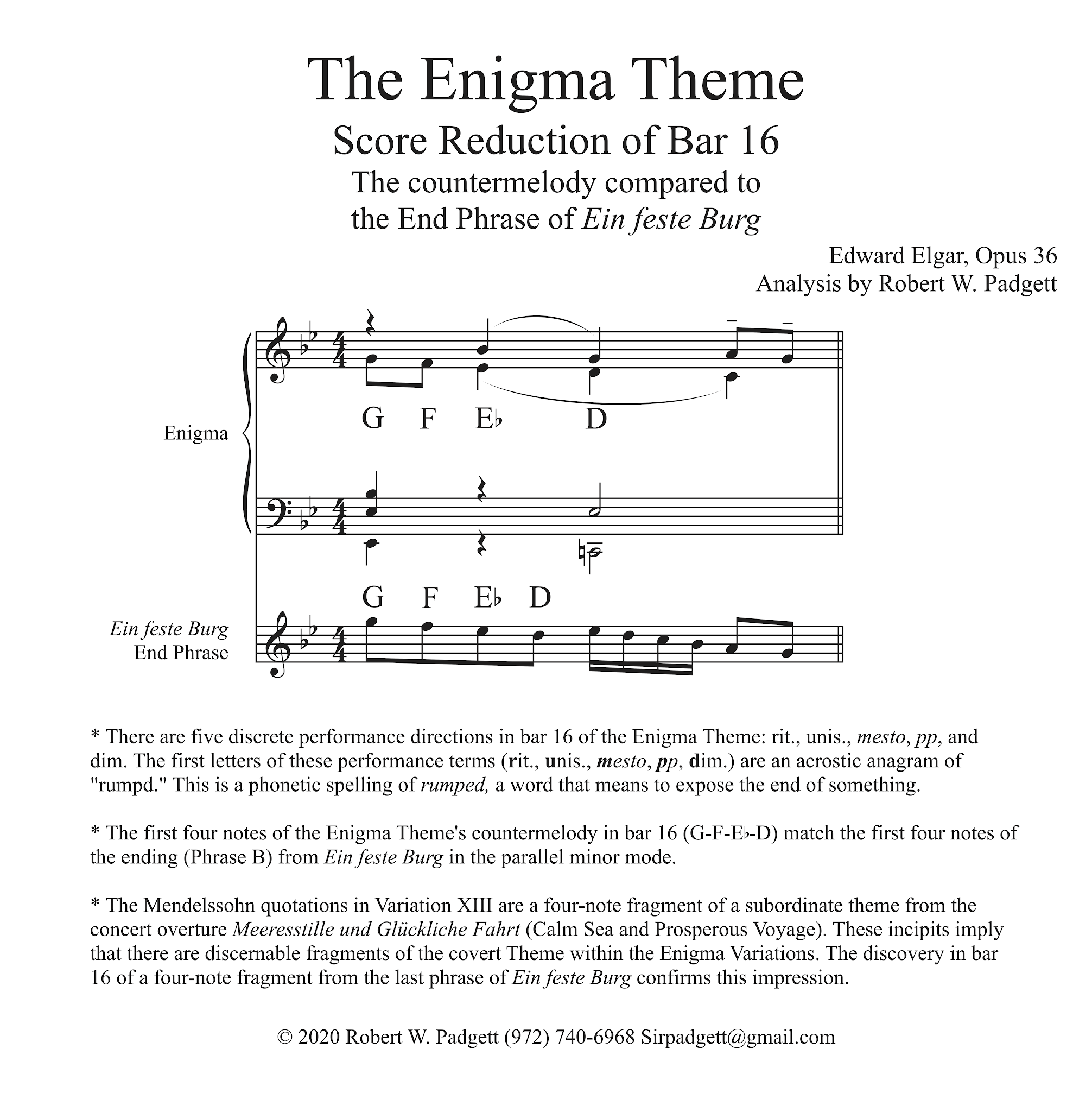Elgar's Enigma Theme Unmasked: Elgar's Enigma Theme "GAG" Ciphers