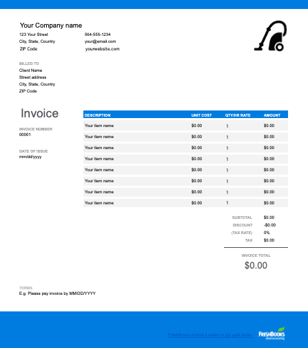 House Cleaning Invoice Sample - Invoice Template