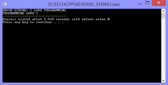 C++ Program to reverse the words of a given string [DEVCPP/GCC] - TECHCPP