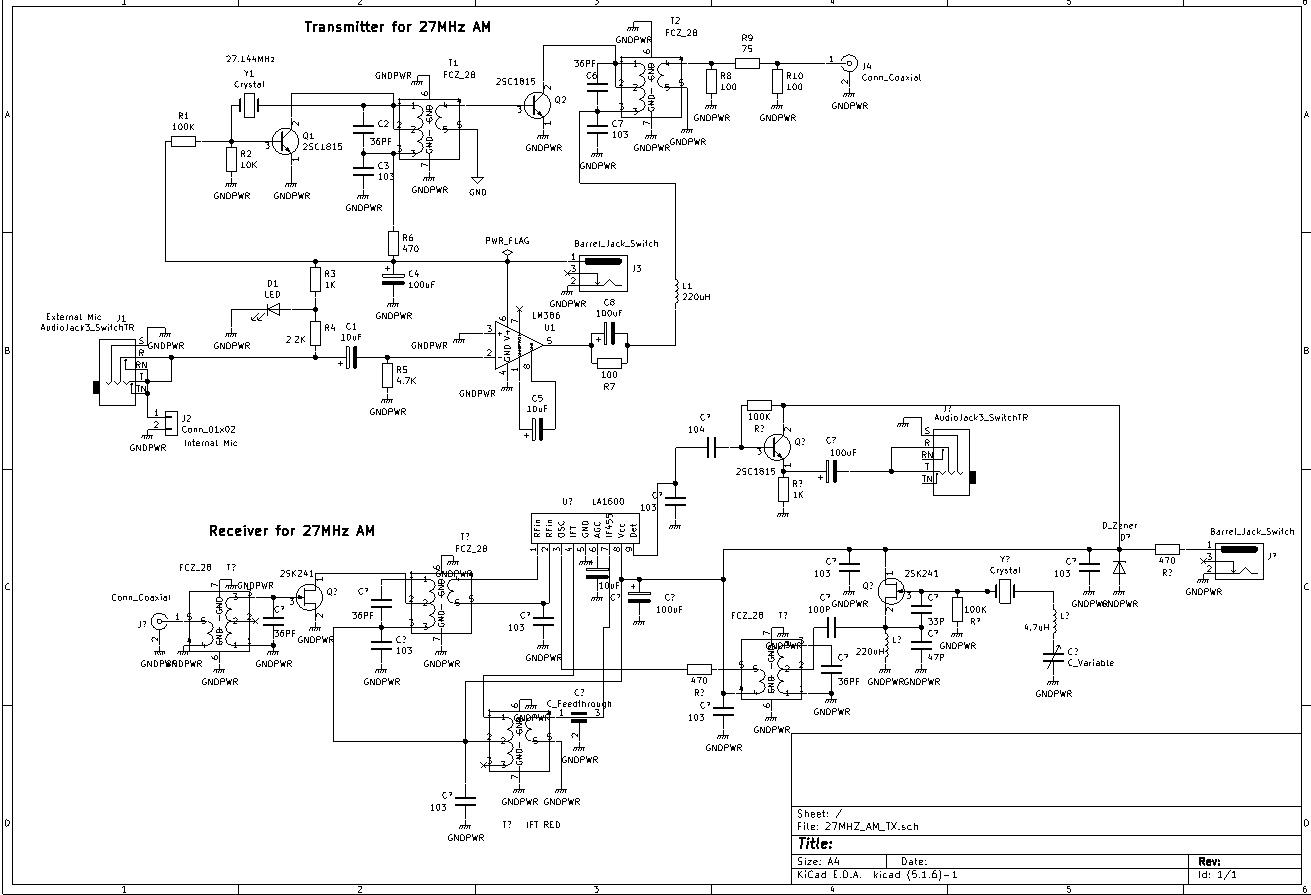 JO1ACW: AM受信機(LA1600) ＆ 送信機回路(10mW)