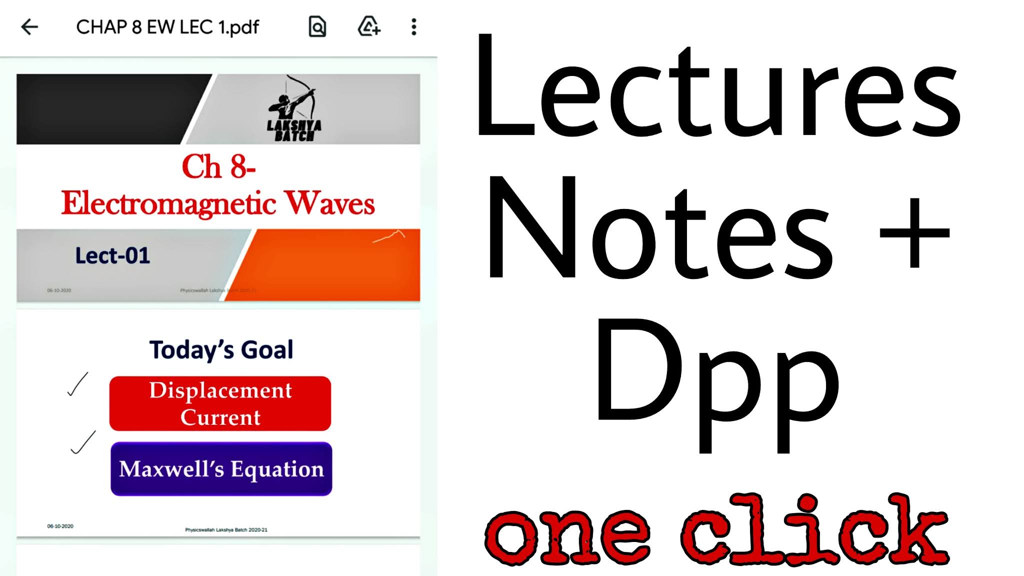 Physics wallah lakshya batch lecture notes