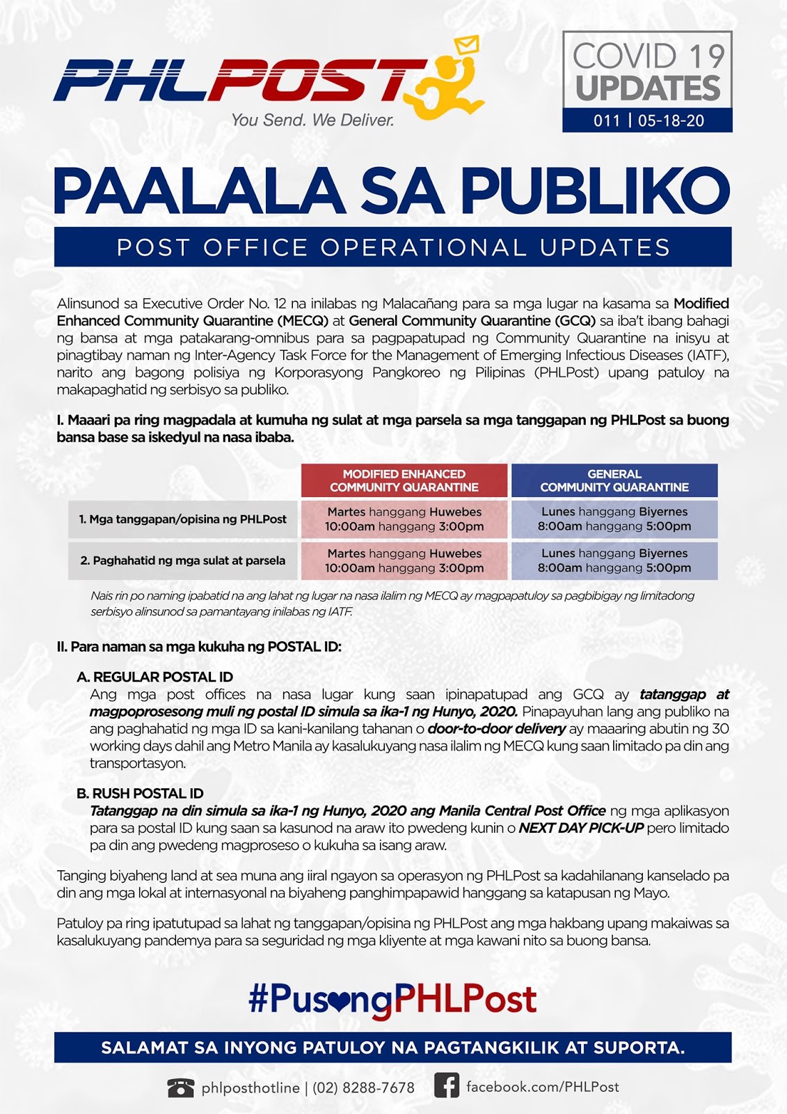 PHLPost: Post Offices to remain open, announces new schedule ~ Wazzup ...