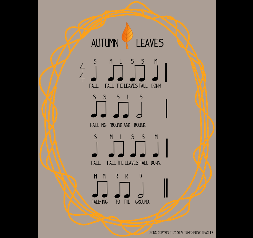 Stay Tuned! : 2/4 Tuesday! FREE Rhythm Cards, Autumn Leaves Song and ...