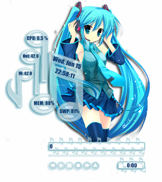 tiny girl's world (ʃ ⌣ ƪ): [Download] Rainmeter Skin Hatsune Miku 1