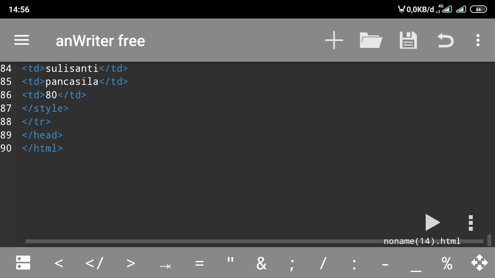 Ss an tabel dan kodingan nya, kodingan sederhana HTML membuat tabel