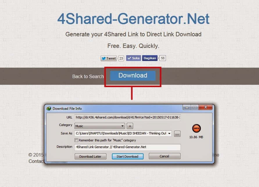 Cara mudah Download file di 4shared.com menggunakan 4Shared-Generator ...