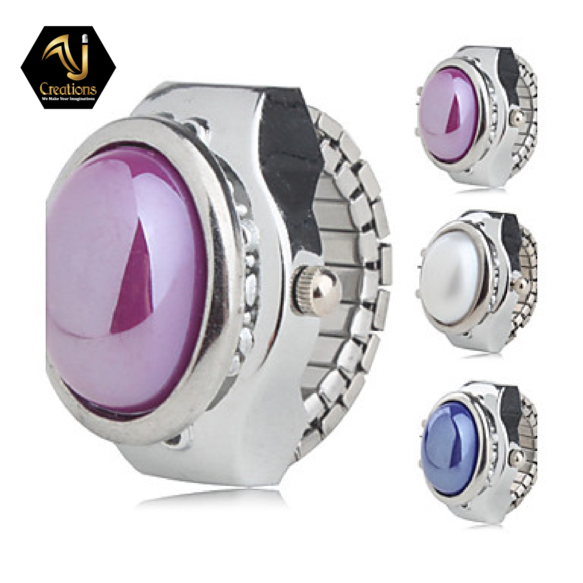 Ring Watch with Stone