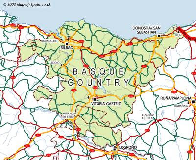 Basque Tourism Map Area | Map of Spain Tourism Region and Topography