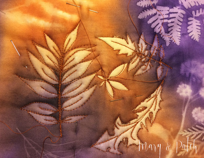 Sun printing on fabric and free motion machine quilting | Mary & Patch