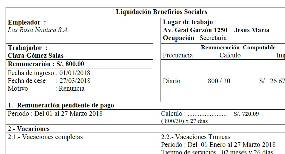 Manual calculo liquidacion de beneficios sociales 2018