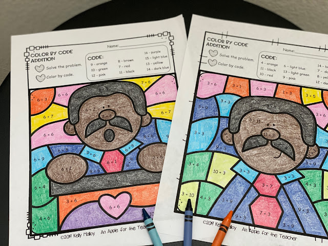 An Apple For The Teacher: Martin Luther King Jr. Day Color By Number