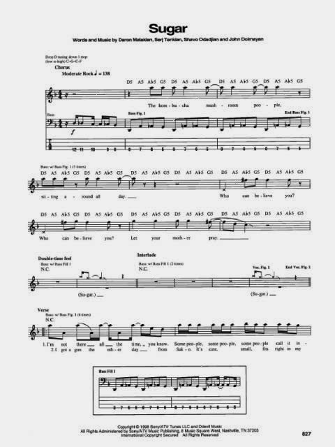System Of A Down - Sugar | Partituras para Bajo