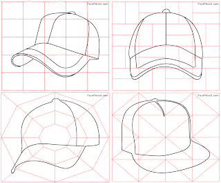 Four grid: Free printable Cap grid line drawing worksheet/activity for kids