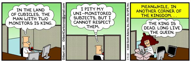 Multi-Monitor Tips and Tricks: Dilbert and Multiple Monitors