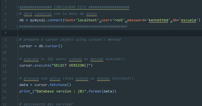 Conexion Python con Workbench