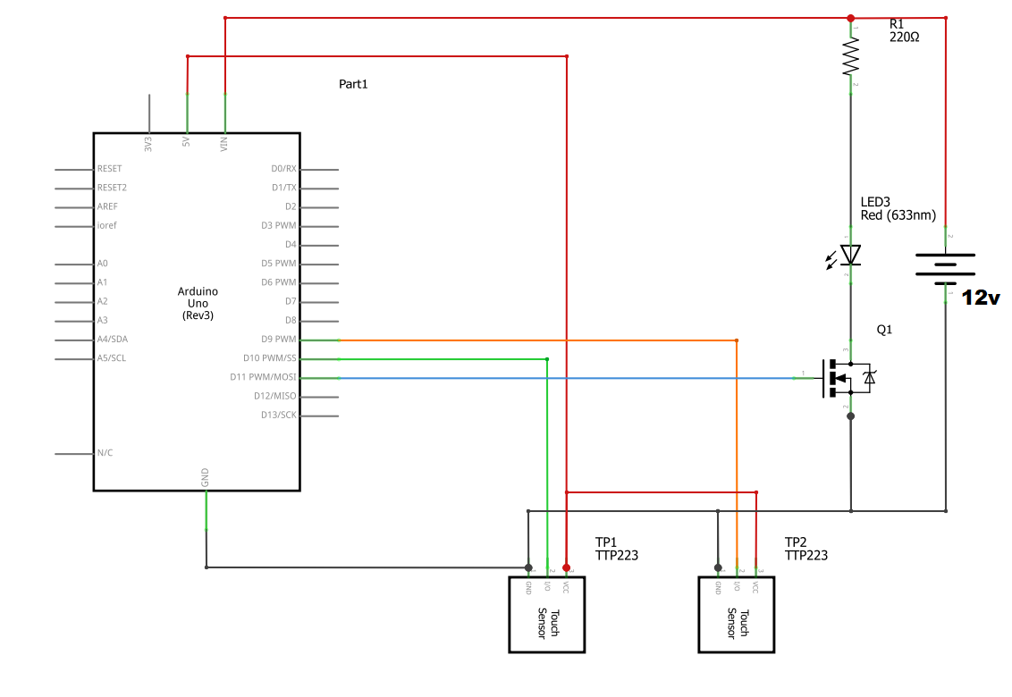 Touch sensor TTP223 based Dimmer Switch Circuit using Arduino