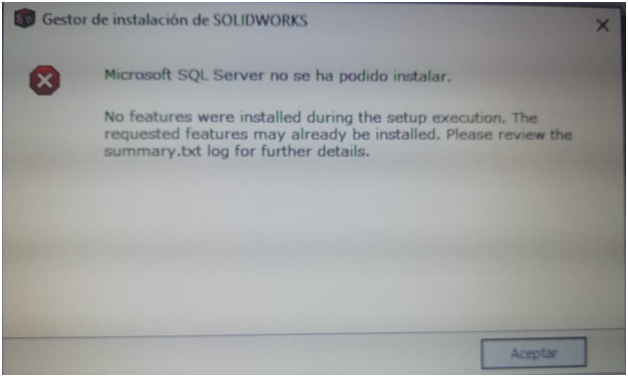 ERRORES EN LA INSTALACIÓN DEL PROGRAMA SOLIDWORKS