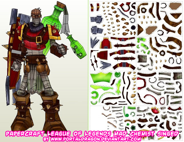Ninjatoes' papercraft weblog: Papercraft League of Legends Singed, the ...