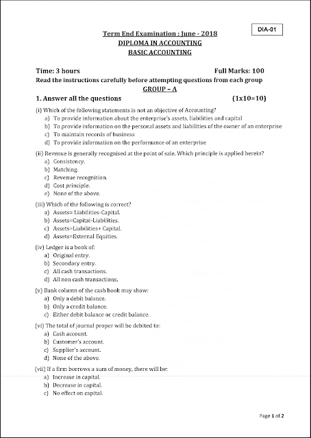 OSPU DIA basic accounting June 2018 Question Paper - University ...