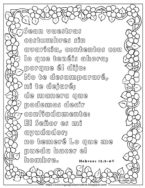 Coloring Pages for Kids by Mr. Adron: Free Hebrews 13:5-6 Print And ...