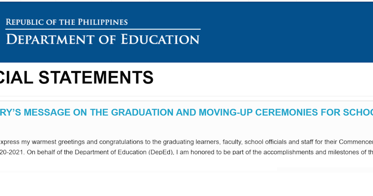 DepEd Released the official statement of Secretary Briones on the ...