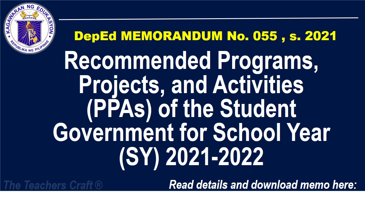 Recommended Programs, Projects, and Activities (PPAs) of the Student ...