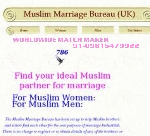 MUSLIM MATRIMONIAL SERVICES 91-09815479922 INDIA & ABROAD: HIGH STATUS ...
