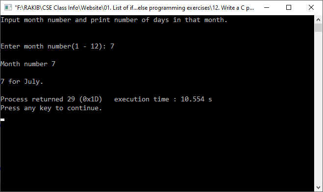See System Code 12 Write A C Program To Input Month Number And Print Number Of Days In That Month