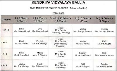 TIME TABLE PRIMARY SECTION
