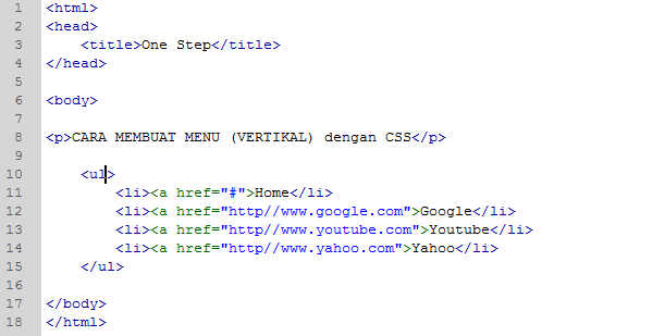 Cara Membuat Menu secara Horisontal atau Vertikal dengan CSS ~ ONE STEP