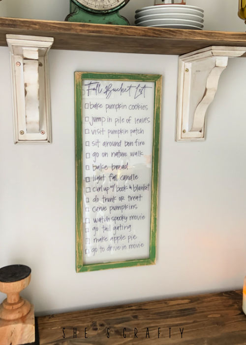 She's Crafty: Fall Bucket List Dry Erase Frame