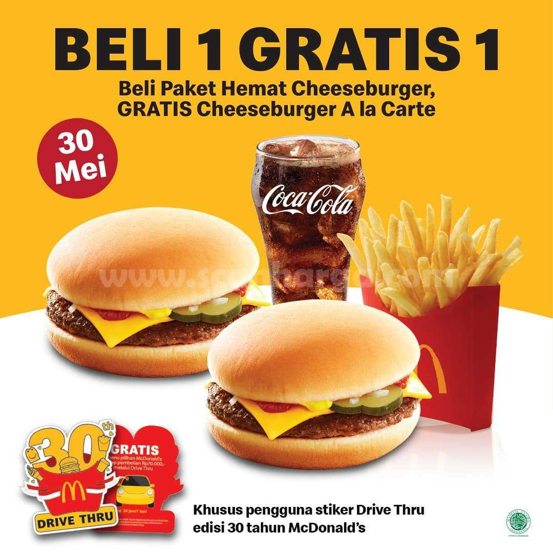 Promo McDonalds Beli 1 Gratis 1 - khusus pembelian via Drive Thru - scanharga