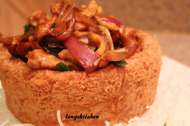 Kitchen Chaos: Crispy Yam Ring with Kung Pao Chicken 佛砵宫保雞丁 - Chinese ...