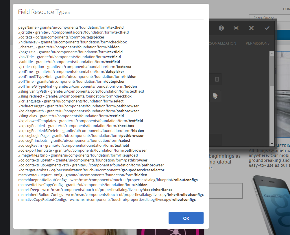 Experiencing Adobe Experience Manager Aem Cq Aem 62 Touch Ui Show Sling Resource Type Of