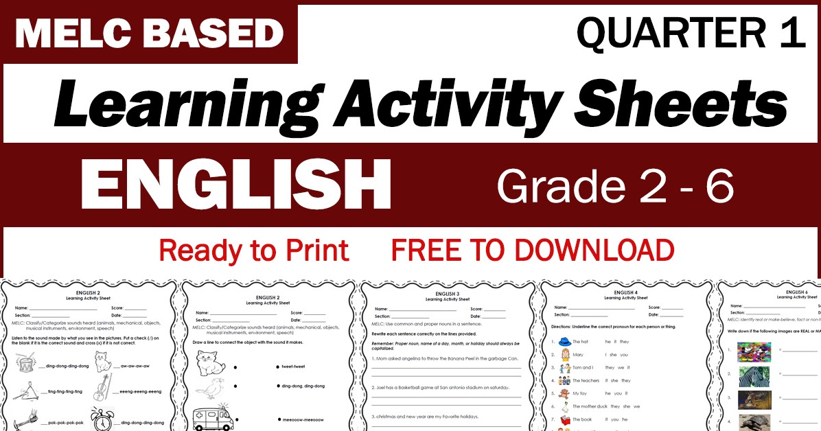 LEARNING ACTIVITY SHEETS in ENGLISH 2-6 (Quarter 1) Free Download - DepEd Click